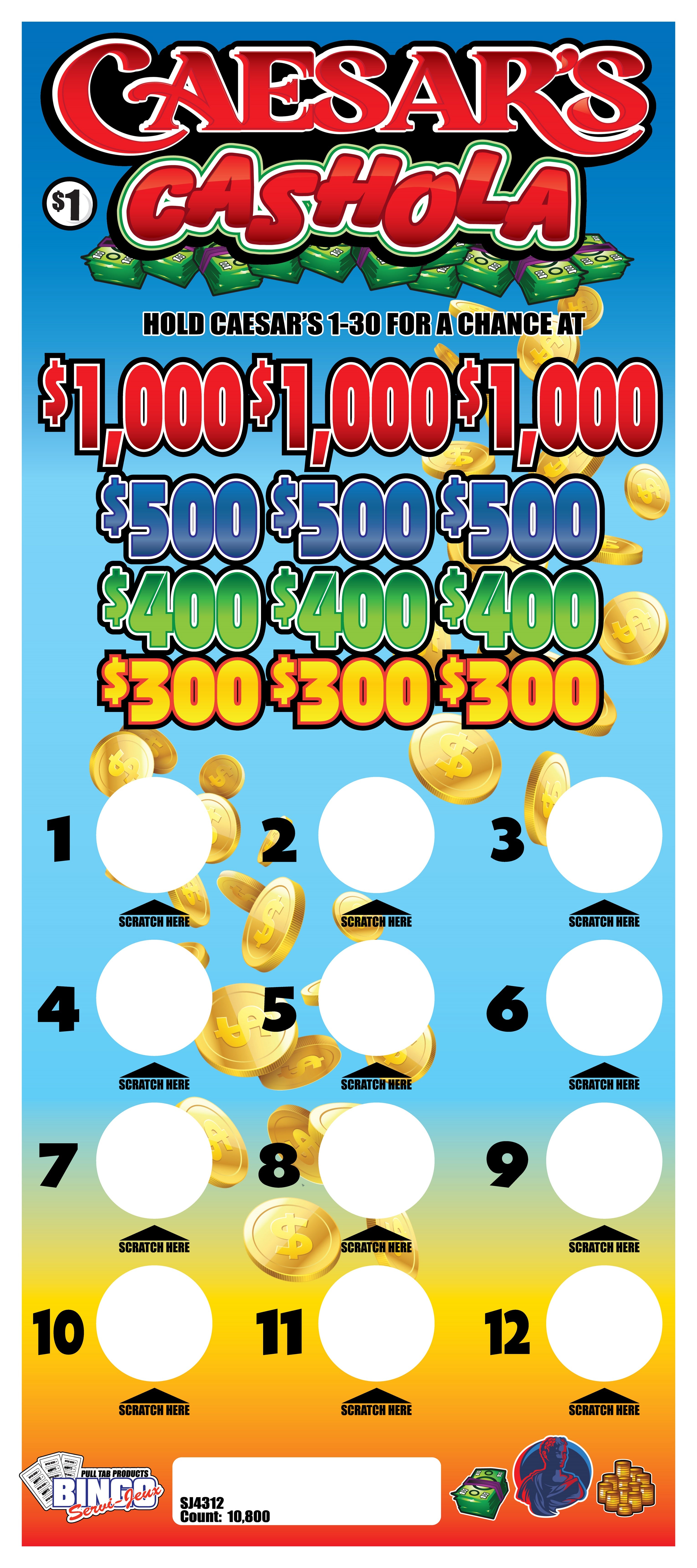 CAESAR'S CASHOLA - CASHBOARD MINI – PULLTABSALES.COM