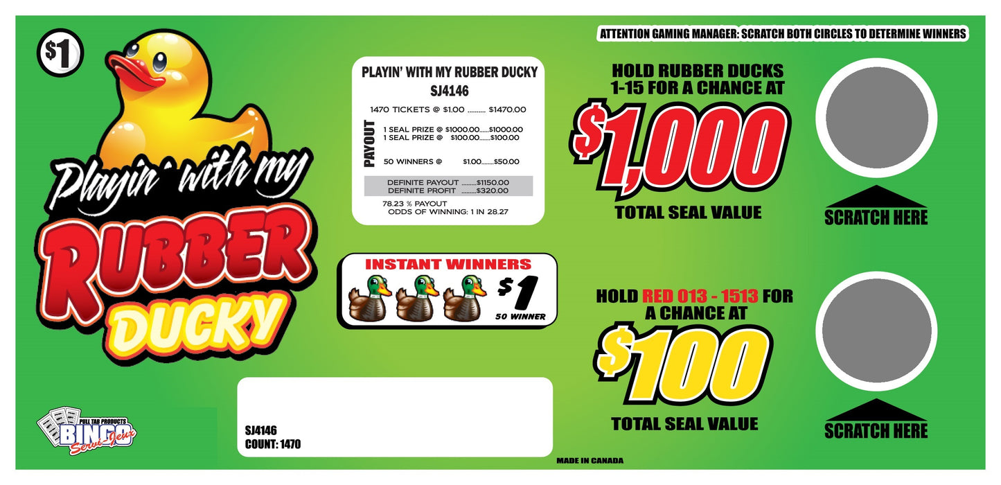 PLAYING WITH MY RUBBER DUCKY (Minor glue issue) – PULLTABSALES.COM