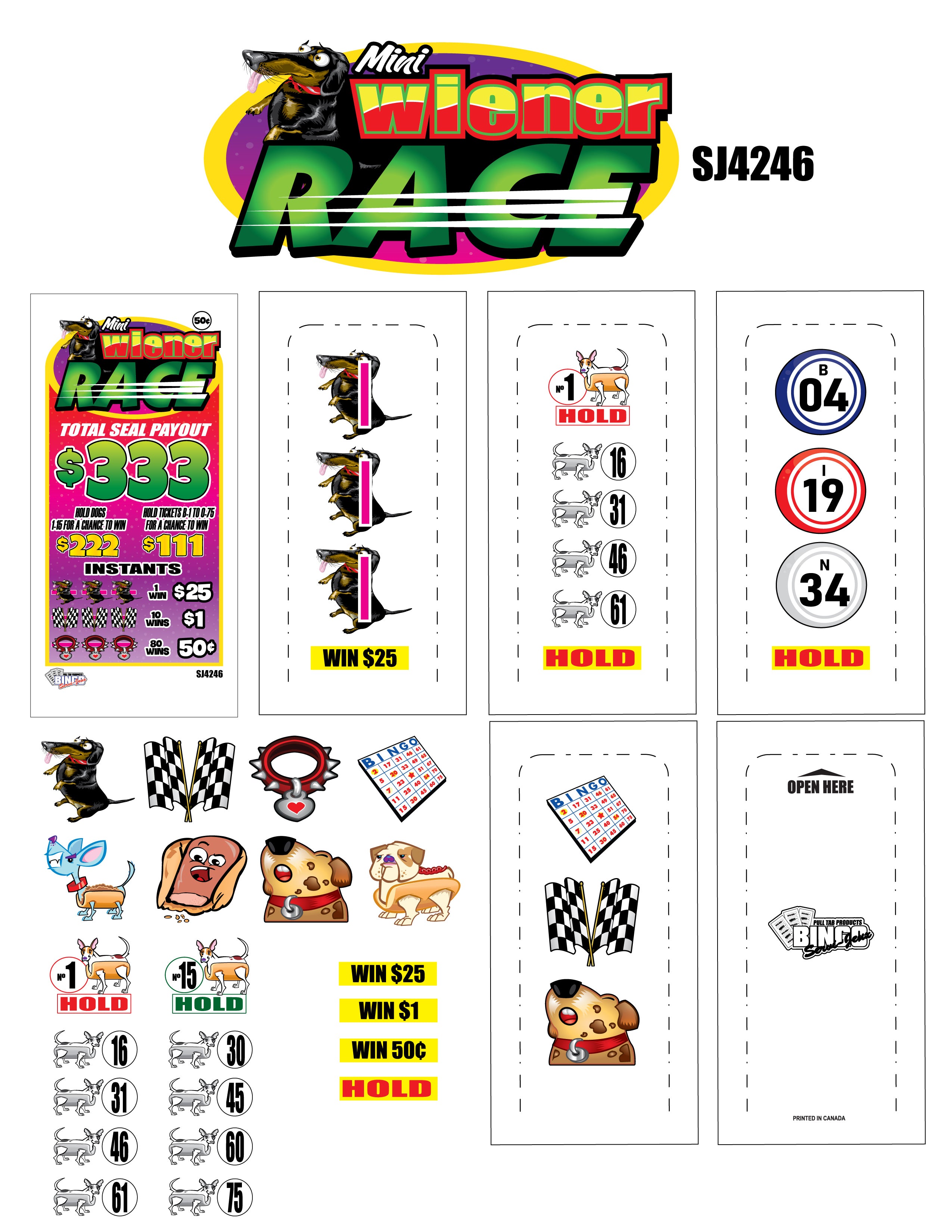 MINI WIENER RACE .50c Game – PULLTABSALES.COM