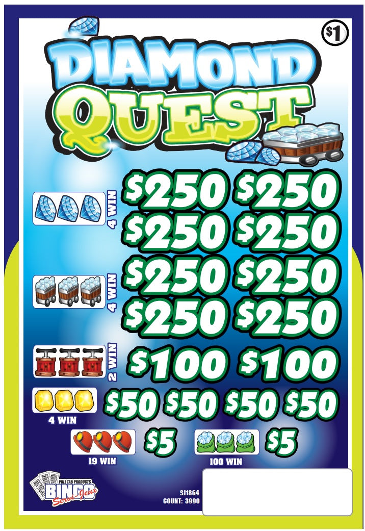DIAMOND QUEST - $5 Bottom Prize – PULLTABSALES.COM